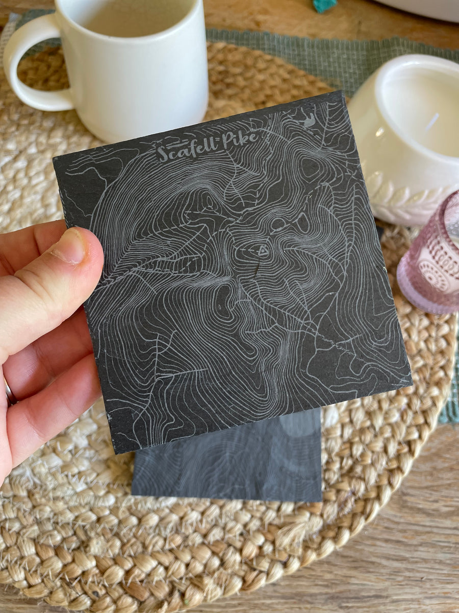 National 3 peaks Slate map set - 3 coasters - Ben Nevis / Snowdon / Sc ...