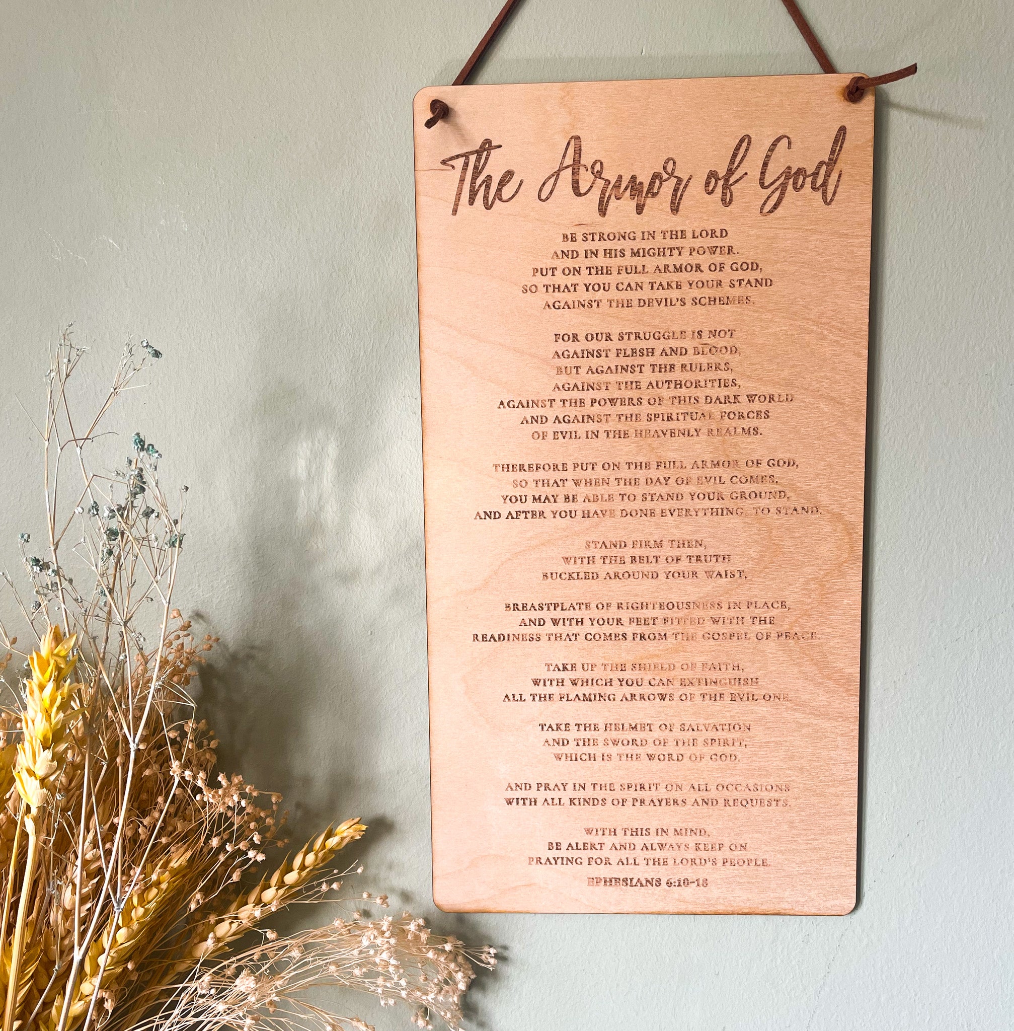 Armour of God Wooden Wall Banner – Birch and Tides