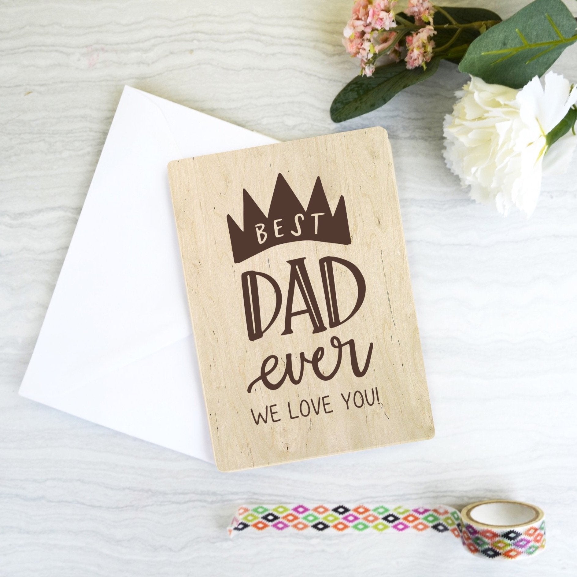 Best Dad ever wooden greeting card – Birch and Tides