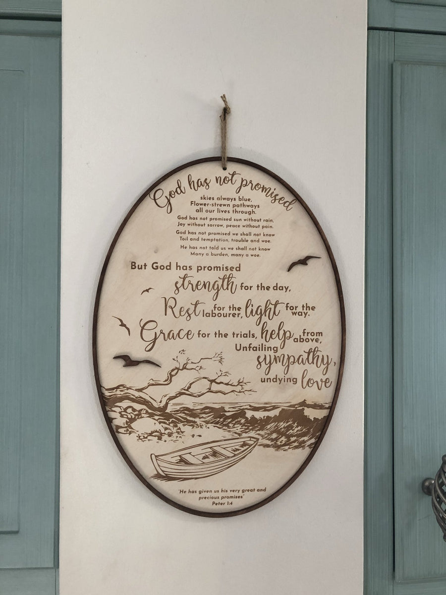 God has not promised wall plaque – Birch and Tides