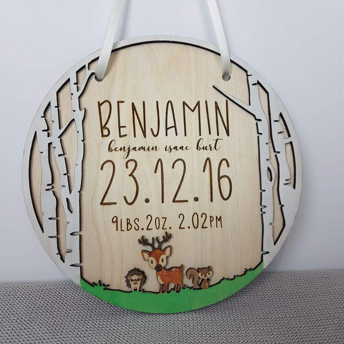 Newborn Woodland Baby stat sign – Birch and Tides