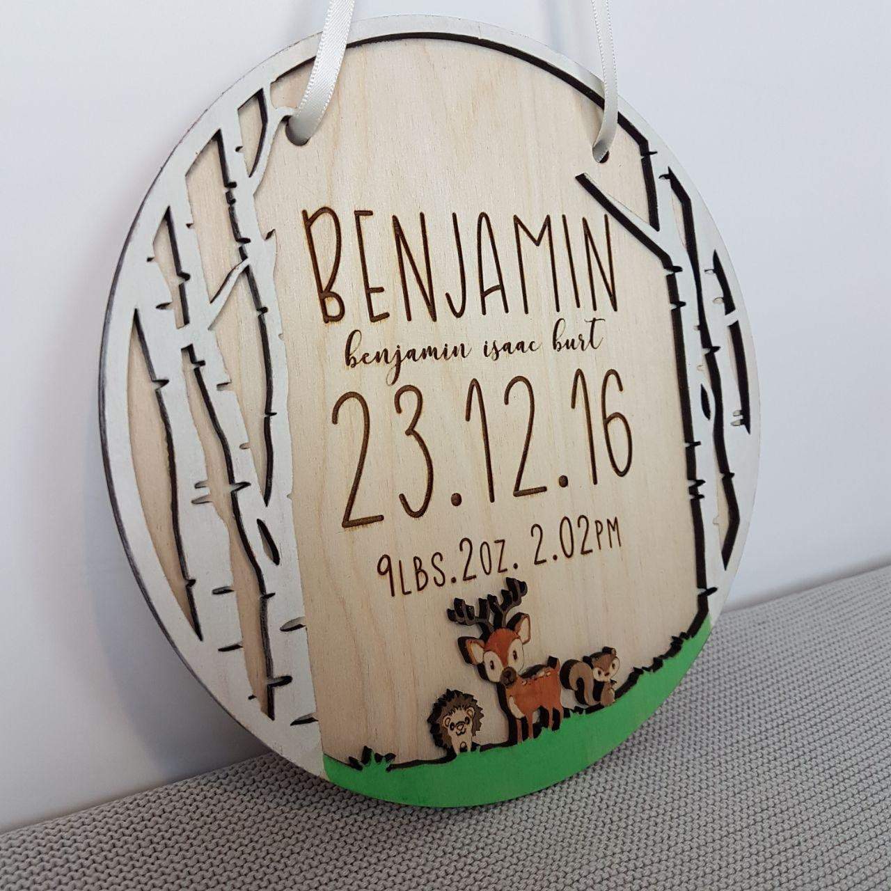Newborn Woodland Baby stat sign – Birch and Tides