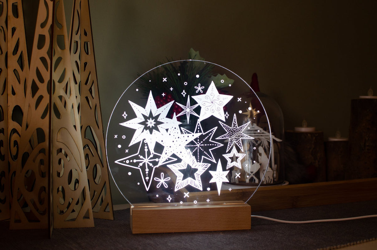 Starry Night engraved light design – Birch and Tides